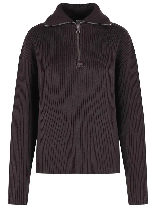 COURREGES Burnt Red' Merino Wool Sweater - Multicolor