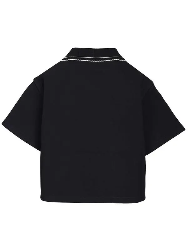 Miu Miu Cotton Jersey Cropped Polo Shirt - Blue