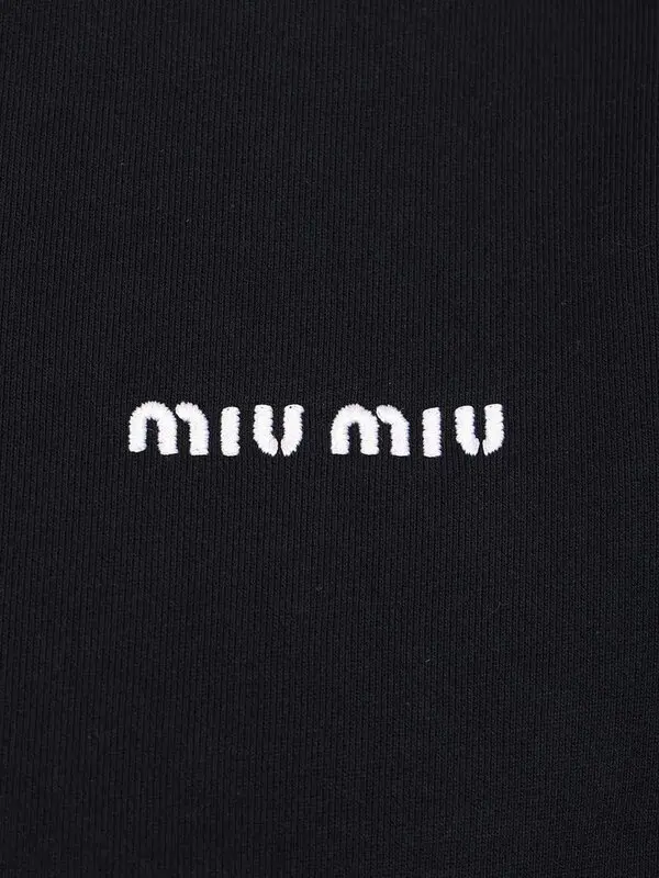 Miu Miu Cotton Jersey Cropped Polo Shirt - Blue