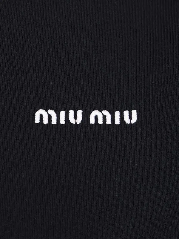 Miu Miu Cotton Jersey Cropped Polo - Blue