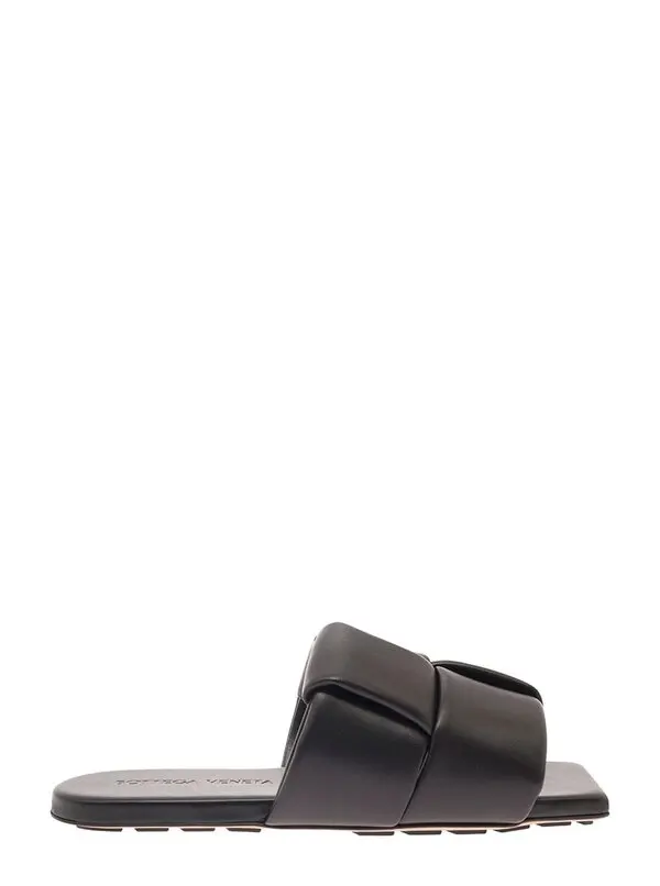 Bottega Veneta Flat Mules With Padded Intreccio Band - Black