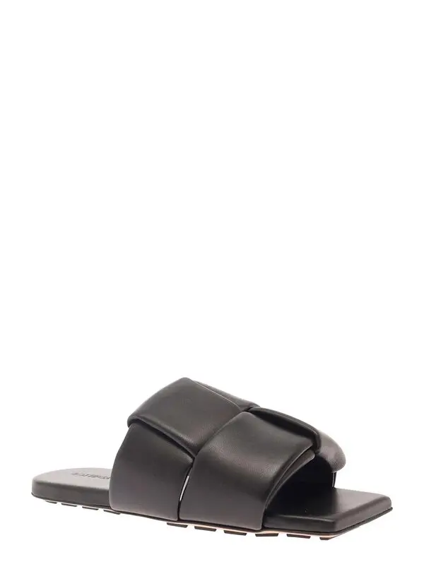 Bottega Veneta Flat Mules With Padded Intreccio Band - Black