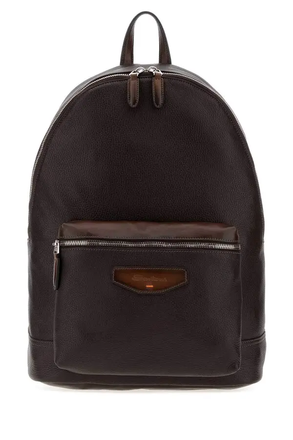 Santoni Leather Backpack - Brown