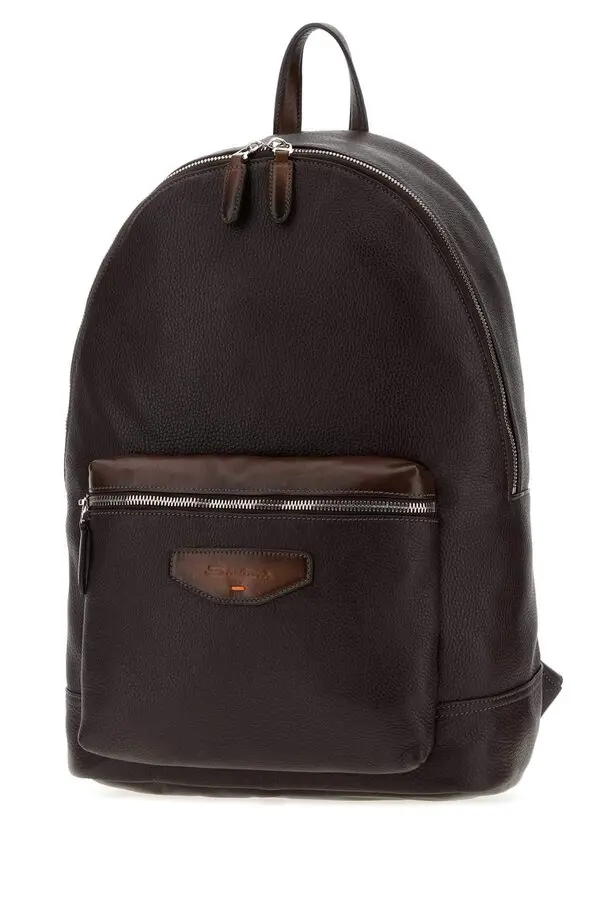 Santoni Leather Backpack - Brown