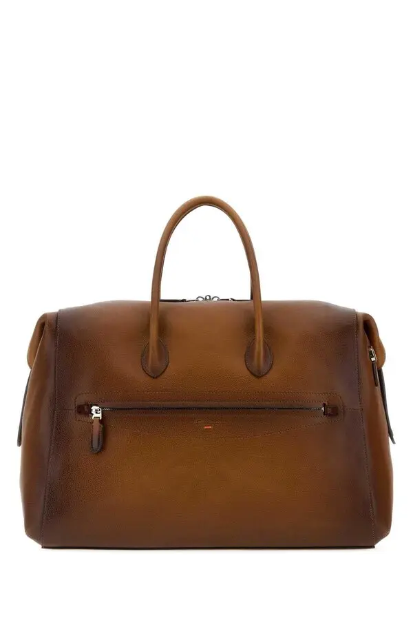 Santoni Leather Travel Bag - Brown