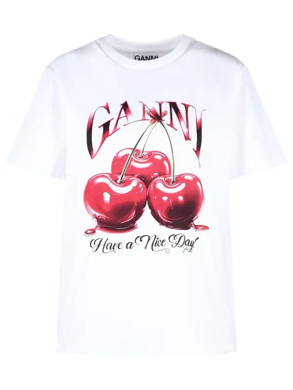 GANNI Cherry' Cotton T-shirt