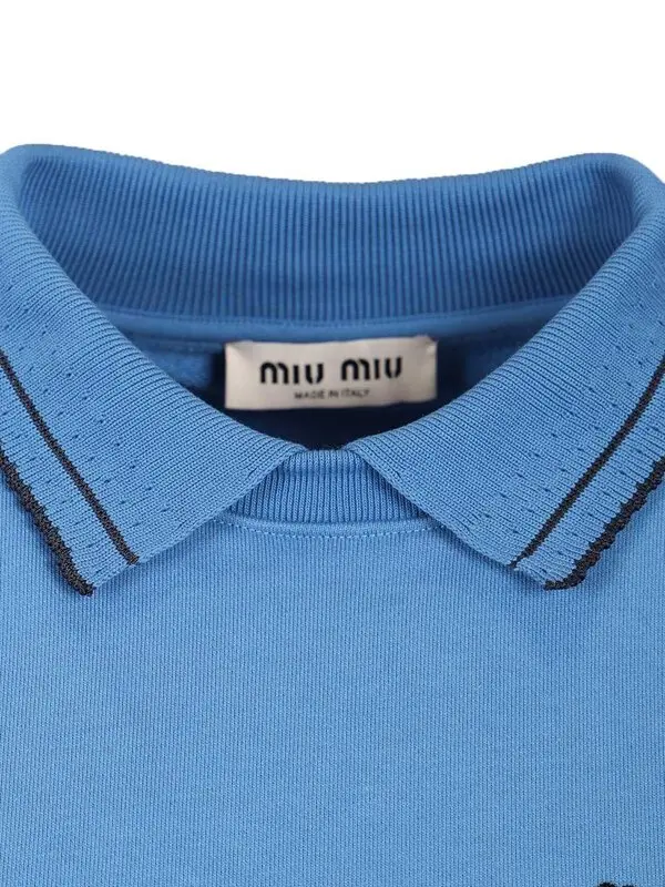 Miu Miu Sweatshirt With Embroidered Logo - Blue