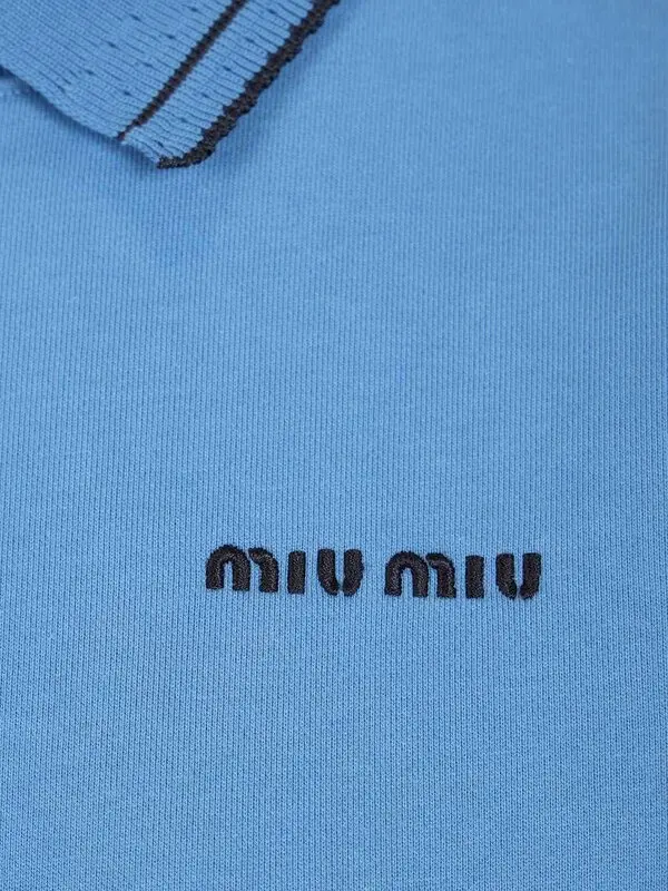 Miu Miu Sweatshirt With Embroidered Logo - Blue