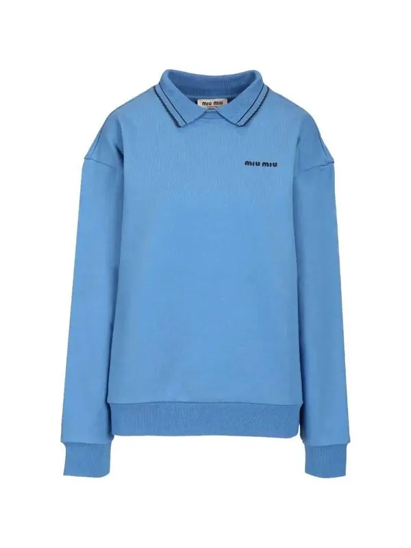 Miu Miu Sweatshirt With Embroidered Logo - Blue
