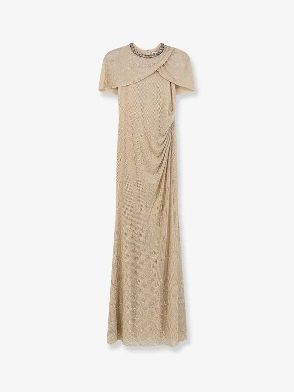 SELF-PORTRAIT Maxi Dress With Rhinestones - Gold