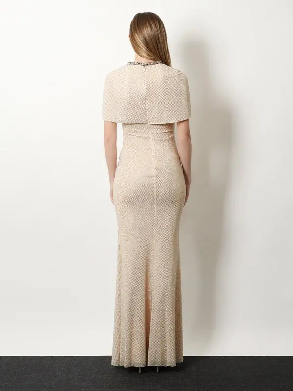 SELF-PORTRAIT Maxi Dress With Rhinestones - Gold