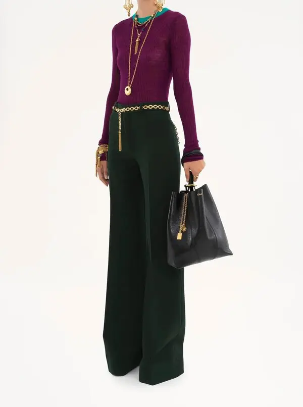 Chloé Shoulder Bag 'spin' With Logoed Metal Medals In Black Grained Leather For - Multicolor