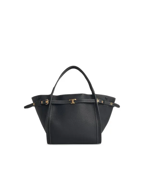 TOD'S T Signature' Small Leather Shopping Bag - Black