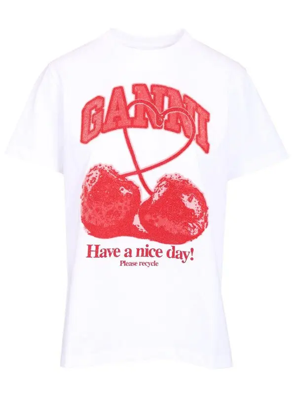 GANNI Cotton T-shirt - White