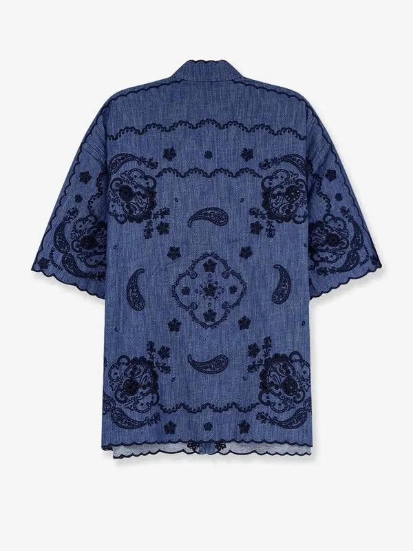 Zimmermann Aster Denim Shirt With All-over Contrasting Embroidery - Multicolor