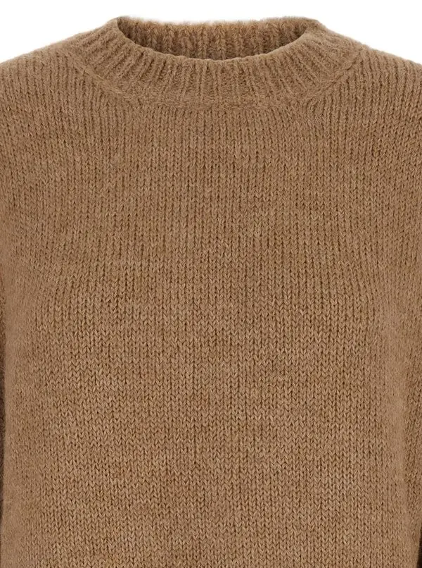 JIL SANDER Wool Ribbed Trim Sweater - Multicolor