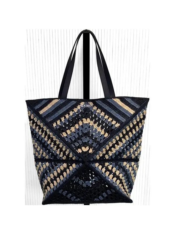 Loewe Puzzle Fold Xl Rafia Tote Bag - Multicolor