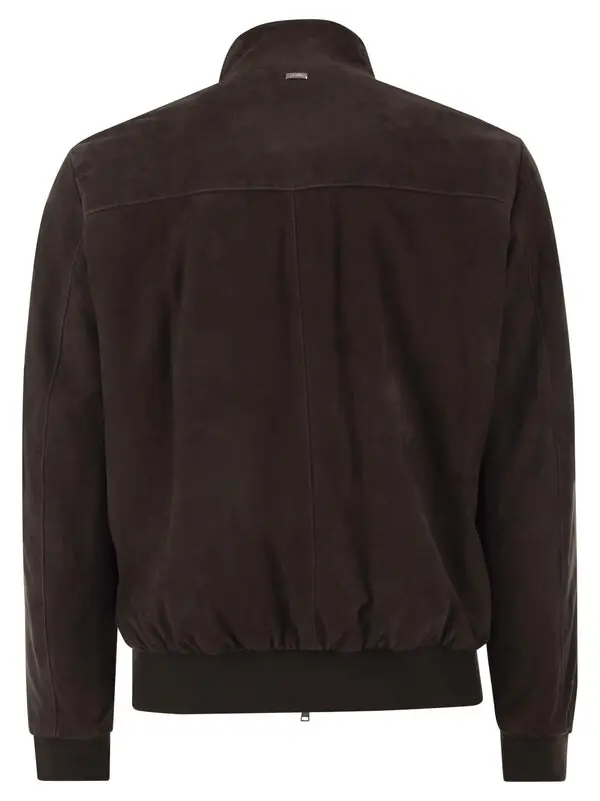 Herno Suede Goatskin Bomber Jacket - Brown