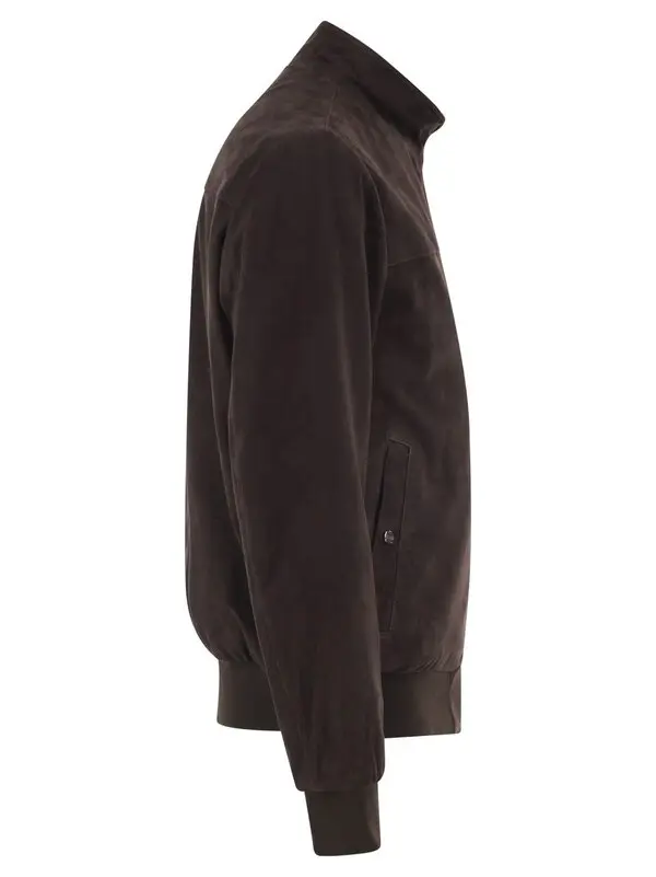 Herno Suede Goatskin Bomber Jacket - Brown
