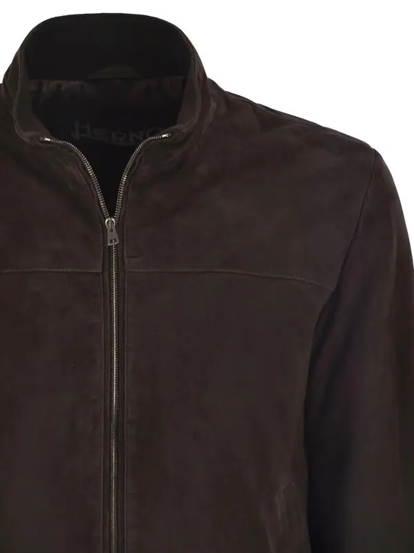Herno Suede Goatskin Bomber Jacket - Brown