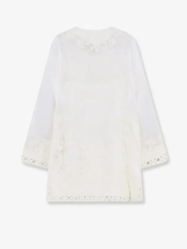 Zimmermann Indra Ramie Embroidered Dress - Cream