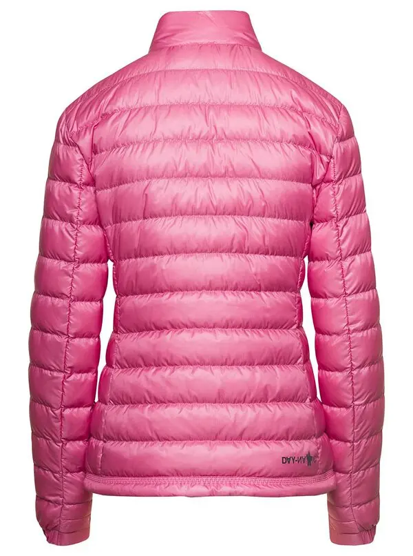 Moncler Walibi' Pink Down Jacket With Logo Patch In Polyamide - Multicolor