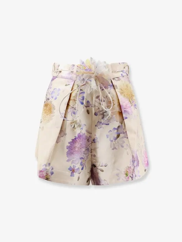 Zimmermann Luna Silk And Cotton Shorts - Cream