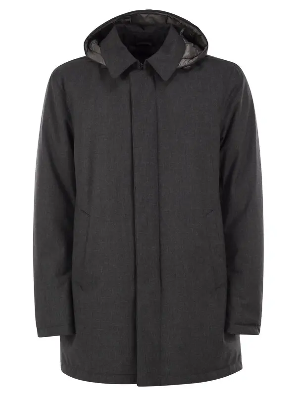 Herno Technical Wool-blend Hooded Coat