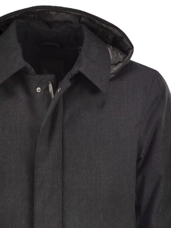 Herno Technical Wool-blend Hooded Coat