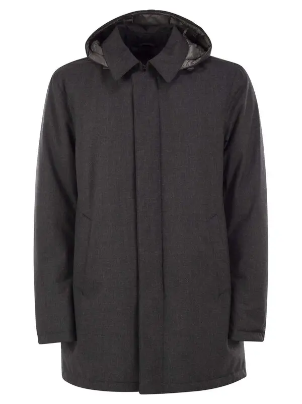 Herno Technical Wool-blend Hooded Coat - Multicolor