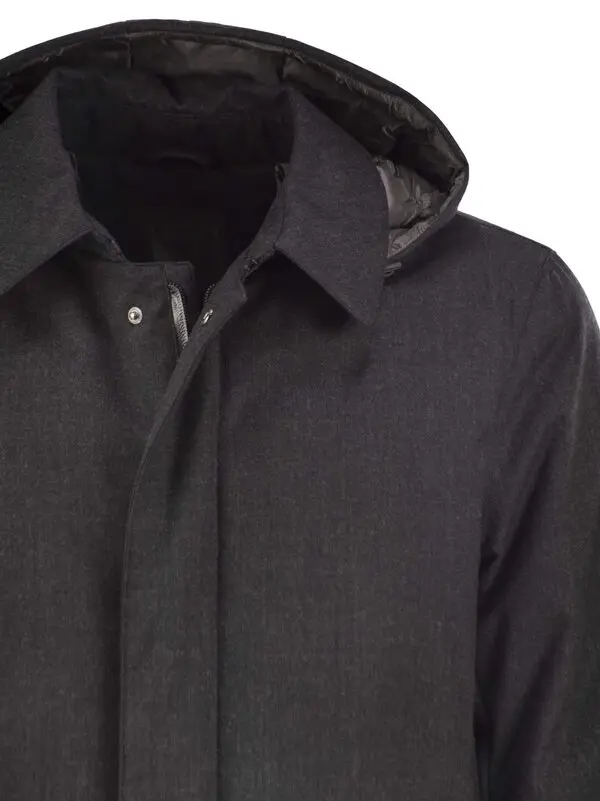 Herno Technical Wool-blend Hooded Coat - Multicolor