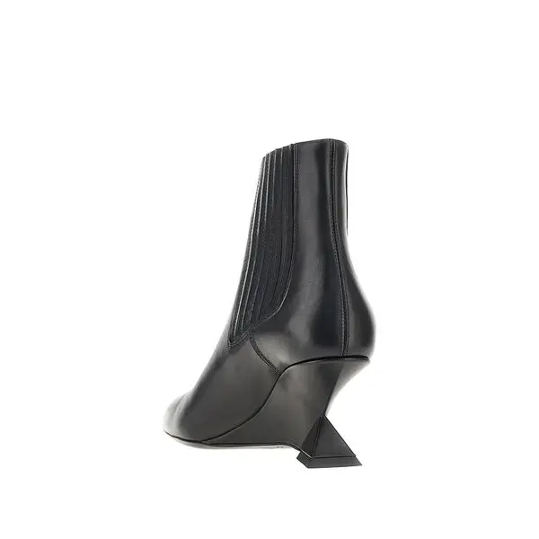 Attico Cheope Leather Ankle Boots - Black