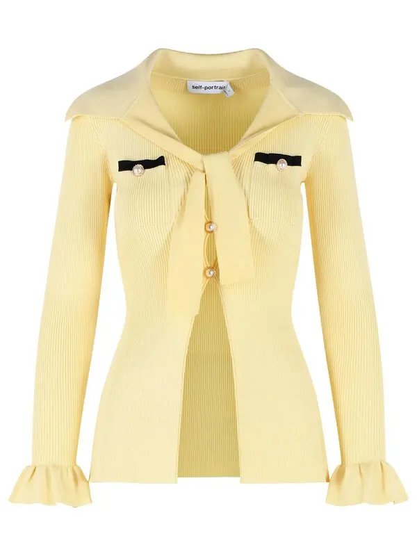 SELF-PORTRAIT Viscose Knit Top With Lacing