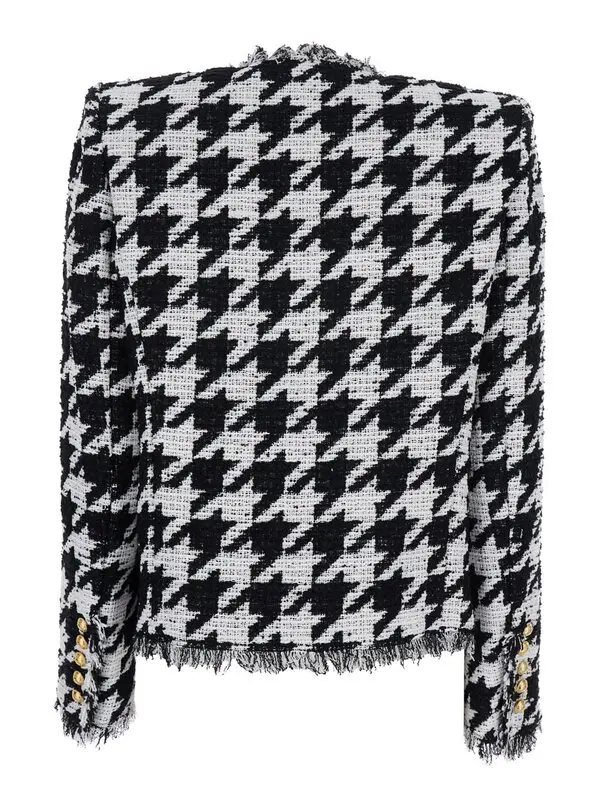 Balmain Spencer Cotton Blend Check Motif Jacket - Multicolor