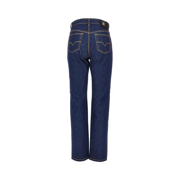 Versace Cotton Denim Jeans With Medusa Detail - Blue