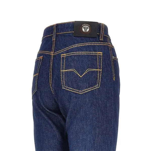 Versace Cotton Denim Jeans With Medusa Detail - Blue