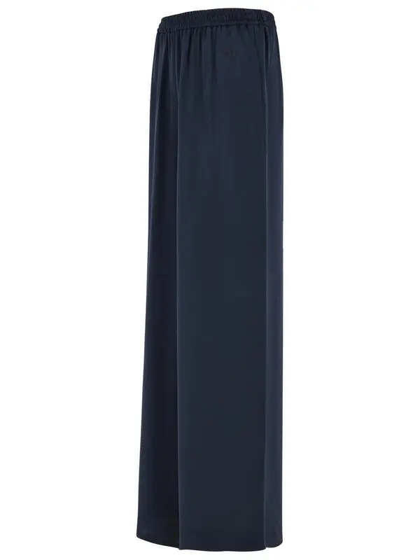 Max Mara Navy 'volonta' Heavy Silk Soft Pants
