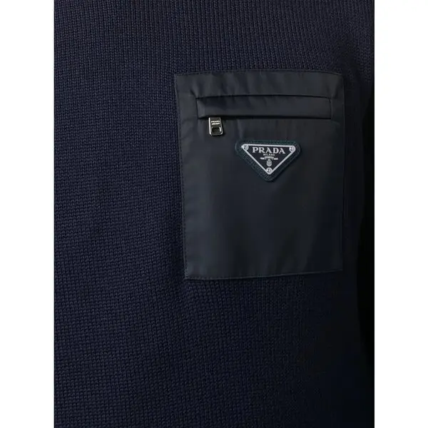 Prada Virgin Wool Crew Neck Jumper - Blue