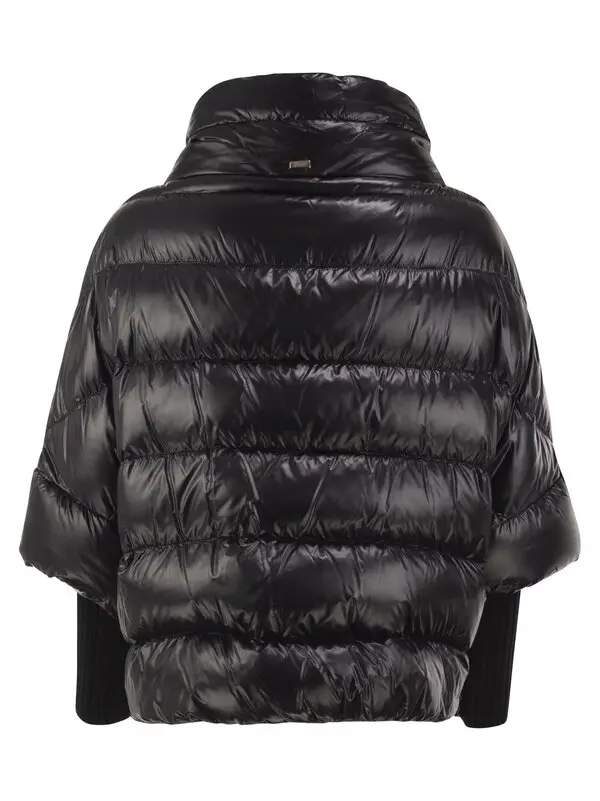 Herno Padded Jacket With High Collar And Knitted Cuffs