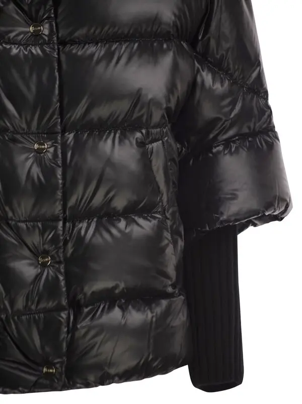 Herno Padded Jacket With High Collar And Knitted Cuffs