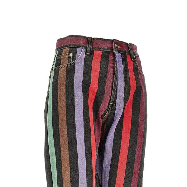 Versace Striped Cotton Denim Jeans - Multicolor