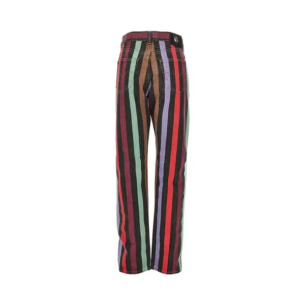 Versace Striped Cotton Denim Jeans - Multicolor