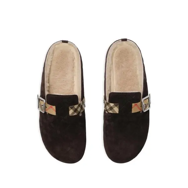 Burberry Urchin Shearling-lined Suede Clogs - Brown