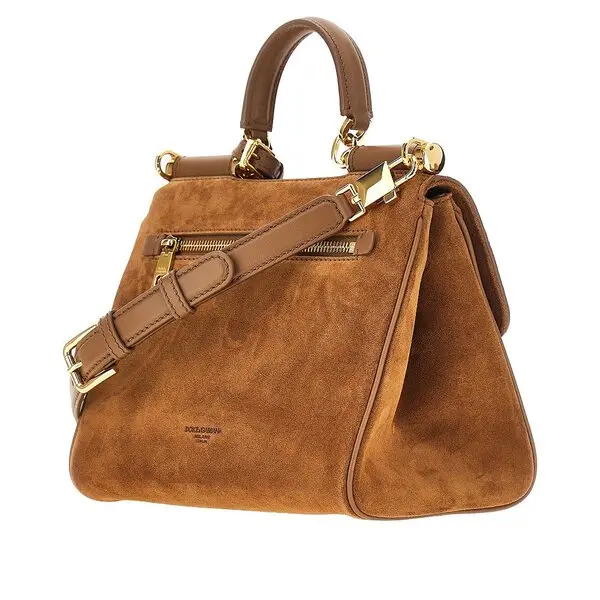 Dolce & Gabbana Suede Leather 'my Sicily' Bag - Brown