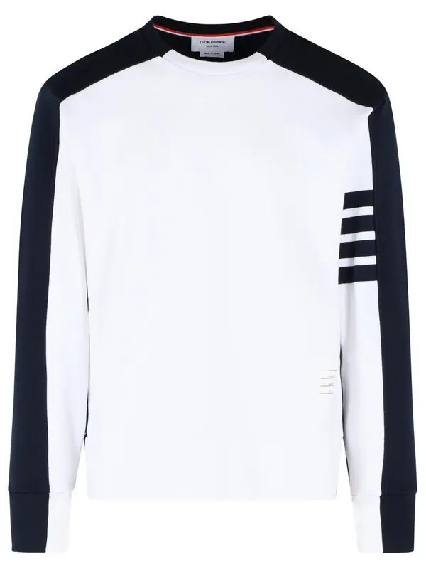 Thom Browne Colorblock 4-bar Cotton Sweatshirt - White