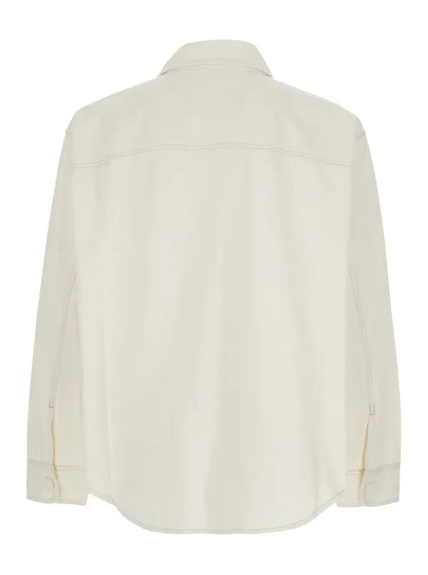 AMI Paris White Shirt With Classic Collar And Tone-on-tone Adc Embroidery On The Front In Cotton For - Multicolor