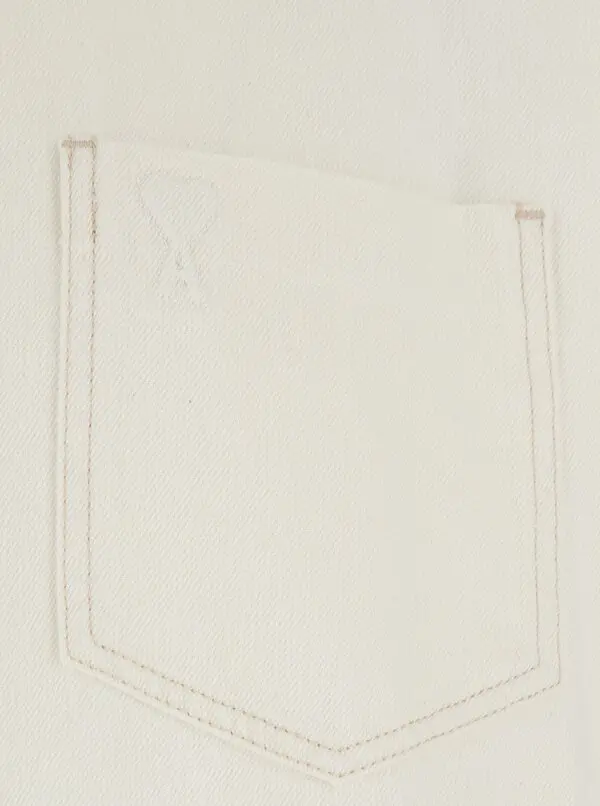 AMI Paris White Shirt With Classic Collar And Tone-on-tone Adc Embroidery On The Front In Cotton For - Multicolor