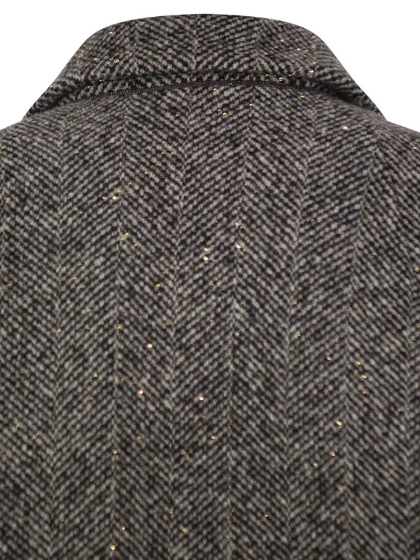 Brunello Cucinelli Double-breasted Herringbone Wool Coat With Sequins - Black