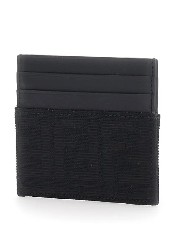 Fendi Ff Canvas And Leather Card Holder - Black