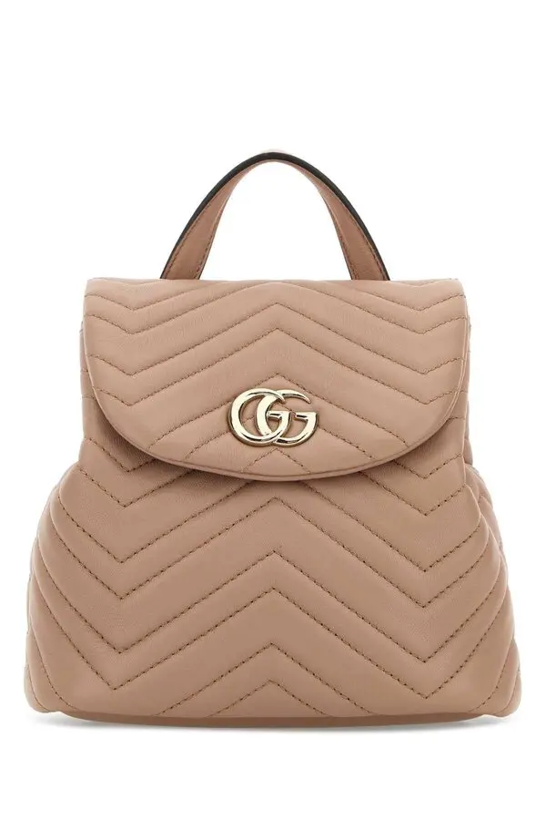 Gucci Leather Mini Gg Marmont Backpack - Pink